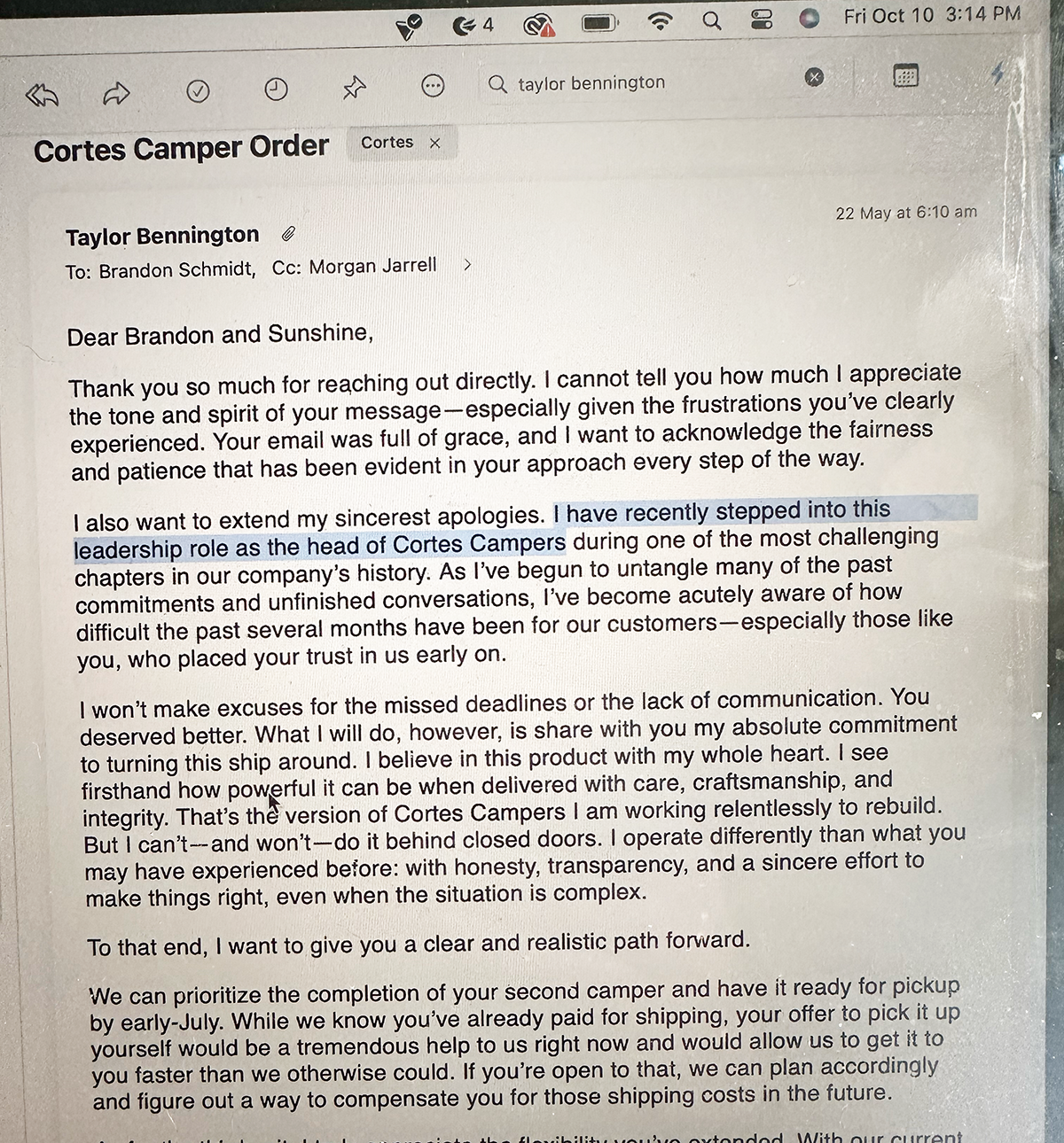 *UPDATE on TAYLOR BENNINGTON* – Home
